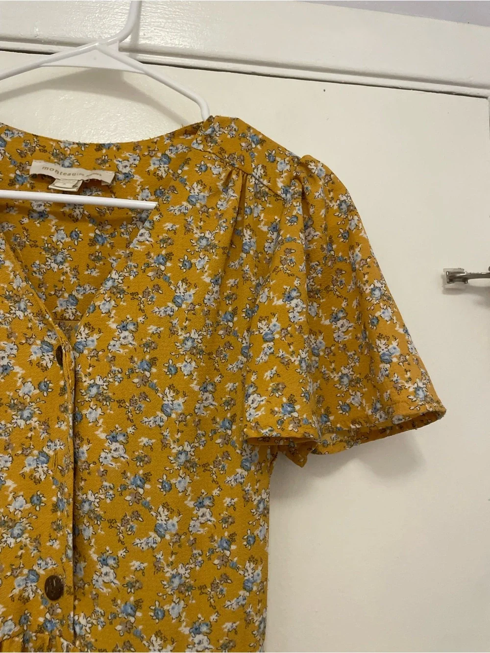 Monteau | Dresses | Monteau Mustard Yellow Floral Midi Dress | Poshmark